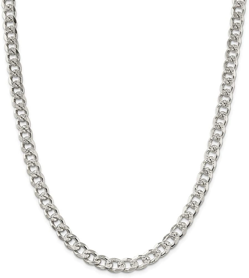 Sterling Silver Italian Double Curb Pave Chain 100 Gauge (5mm ...