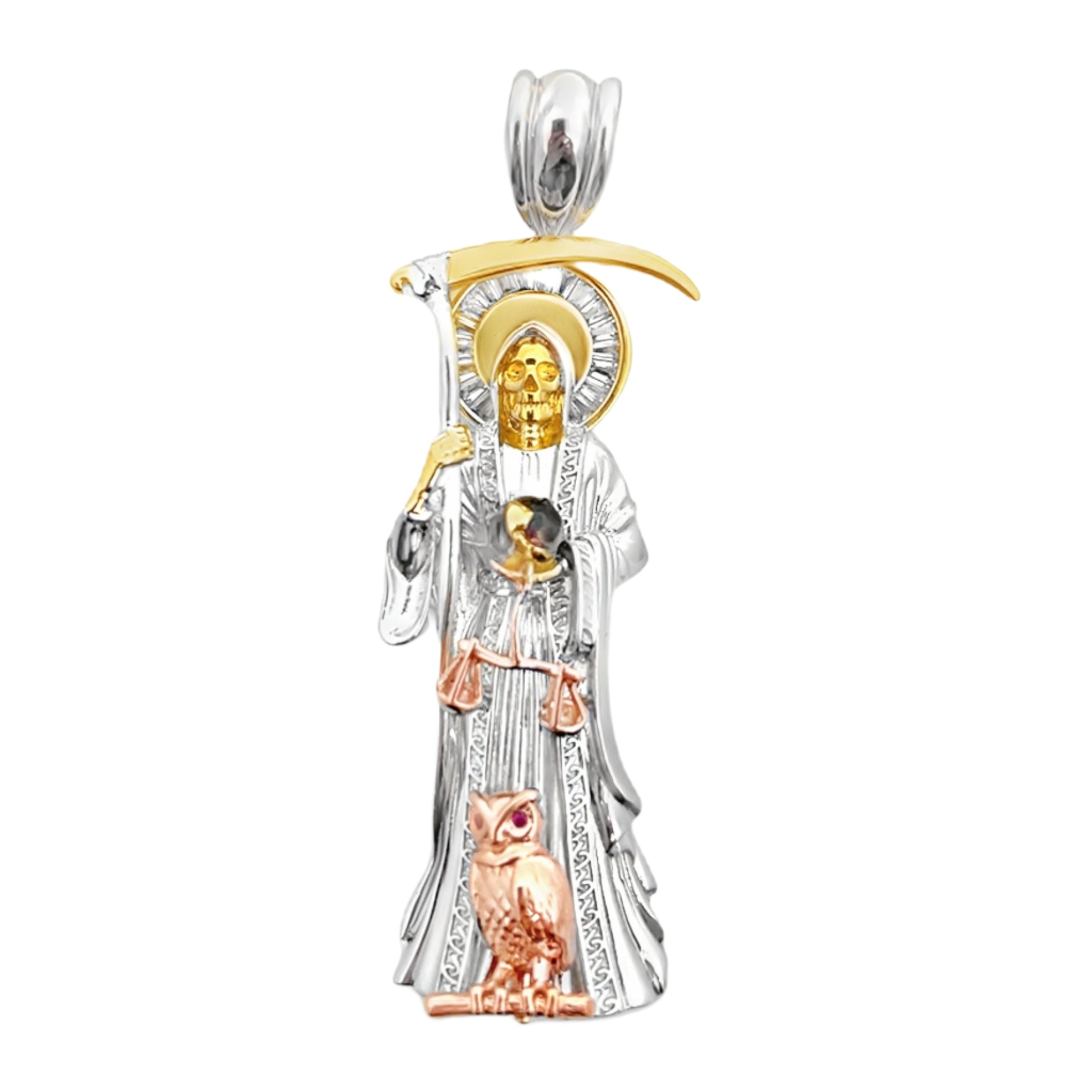 925 Sterling Silver tri-tone Santa Muerte Pendant – Atlanta Jewelers Supply