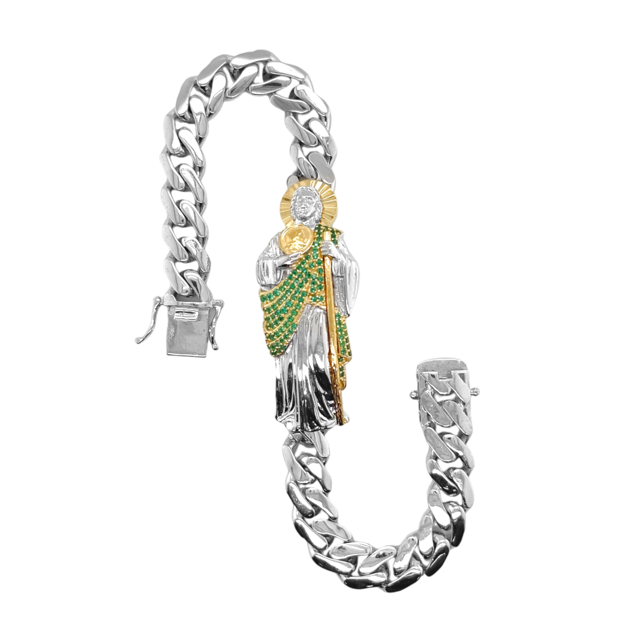 925 Mexican Sterling Silver Cuban Link Saint Jude Bracelet – Atlanta ...