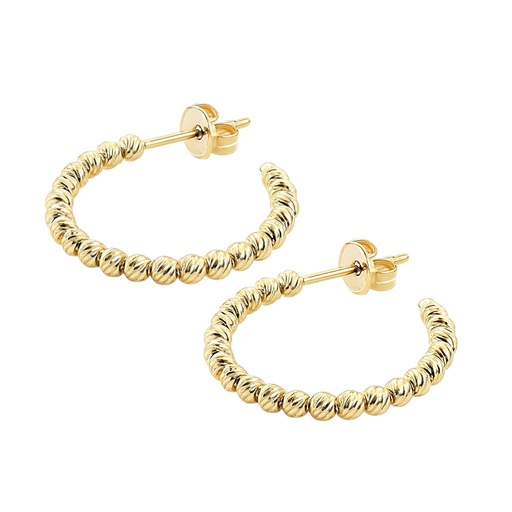 Sterling Silver Round Diamond Cut Bead Post Hoop Earrings – Atlanta ...