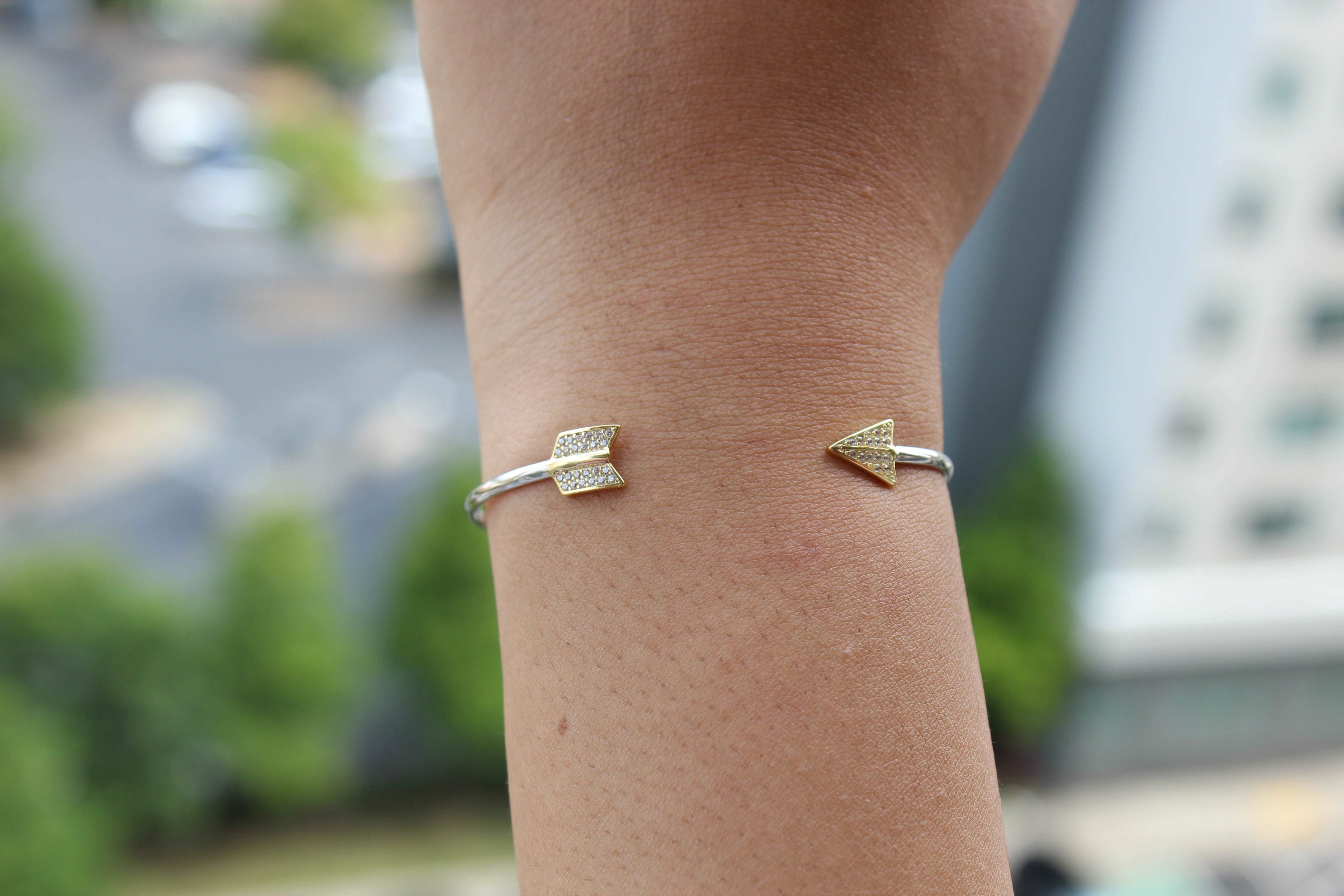 925 Sterling Silver Arrow Double Color Open Bangle – Atlanta Jewelers ...
