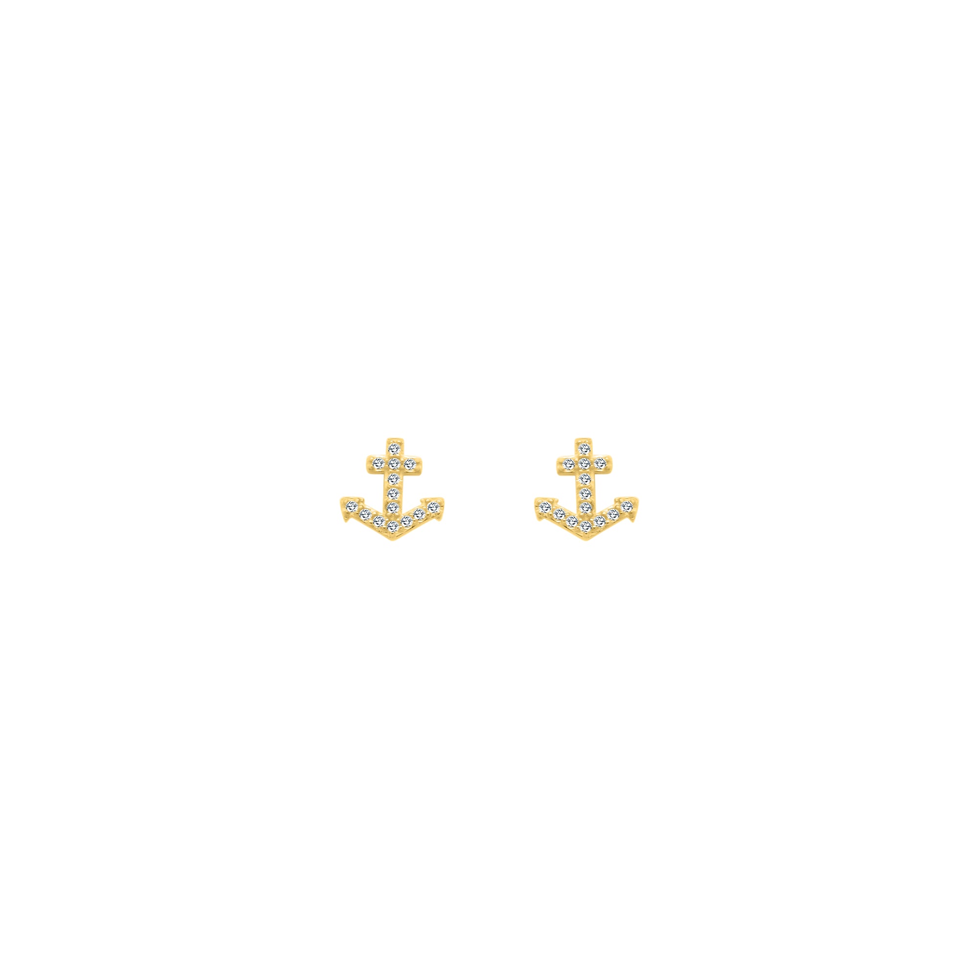 Sterling Silver Gold Plated CZ Anchor Studs – Atlanta Jewelers Supply